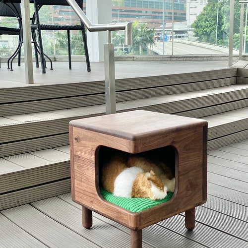 Walnut Stool Pet House Side Table Chair Cat House Pet - Etsy