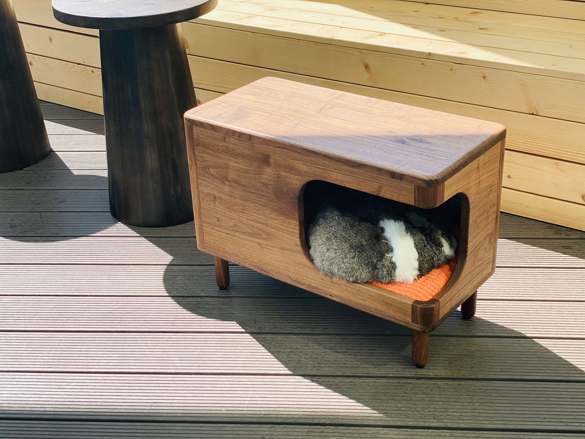 Walnut Stool Pet House Side Table Chair Cat House Pet - Etsy