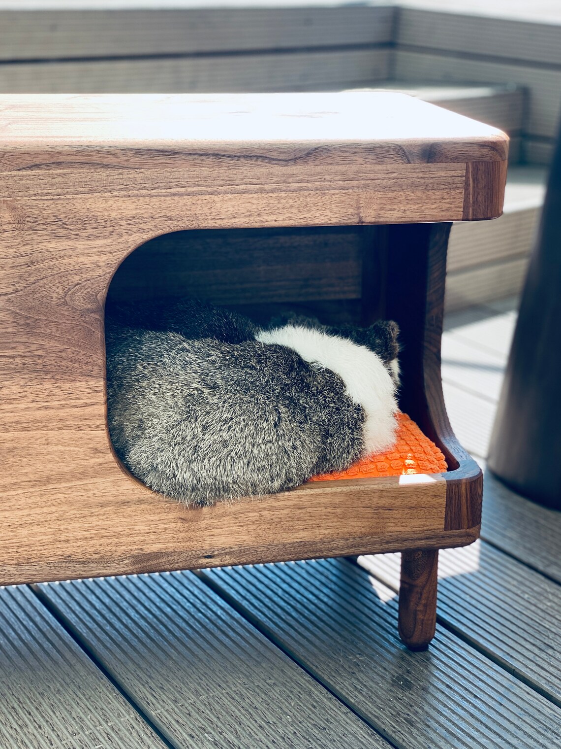 Walnut Stool Pet House Side Table Chair Cat House Pet - Etsy