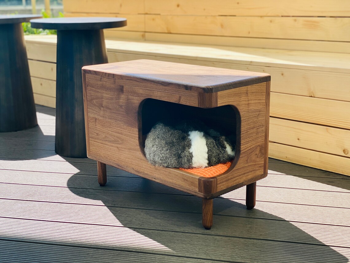 Walnut Stool Pet House Side Table Chair Cat House Pet - Etsy