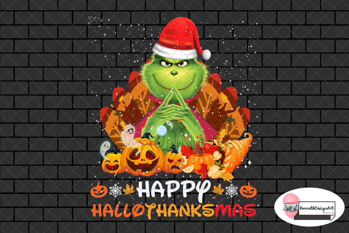 Grinch Hallothanksmas PNG Halloween Thanksgiving Grinch | Etsy