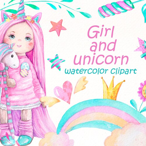 Unicorn Clipart Watercolor Nursery Clipart Pastel Rainbow | Etsy