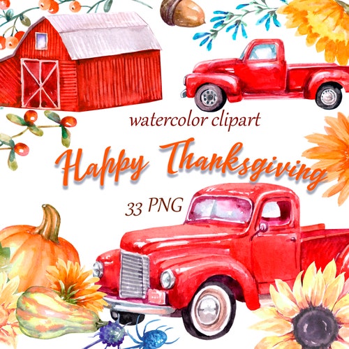 Holidays in Vintage Trucks Clipart Digital PNG Art | Etsy