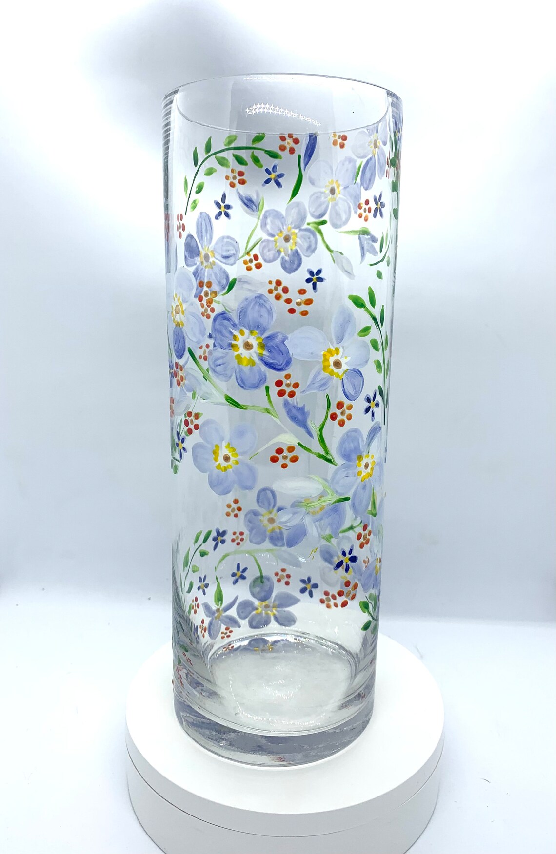 Hand-painted Forget-me-nots Glass Vase: Blue Floral Vase - Etsy UK