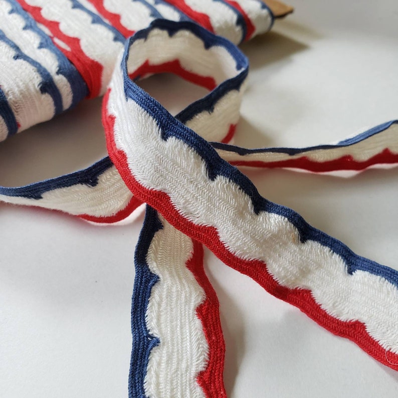 Vintage Patriotic Red White and Blue Sewing Trim, Ribbon Work, Vintage ...