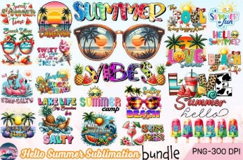 20 Summer Bundle Png, Hello Summer, Summer Life Png, Beach Life Bundle ...