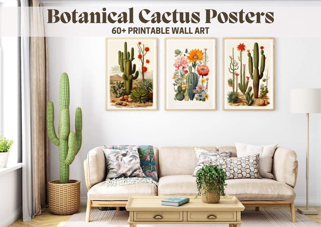 Vintage Cactus Posters Set – Over 60 Printable Botanical Wall Art ...