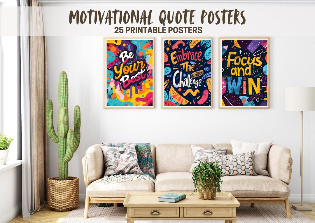 25 Motivational Short Quotes Poster Bundle | Inspirational Wall Art ...
