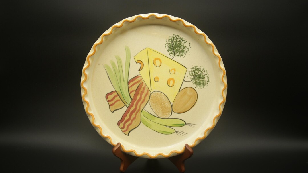 Vintage 1970s Hand-painted Quiche Dish I Cheese Platter I Large Plate ...