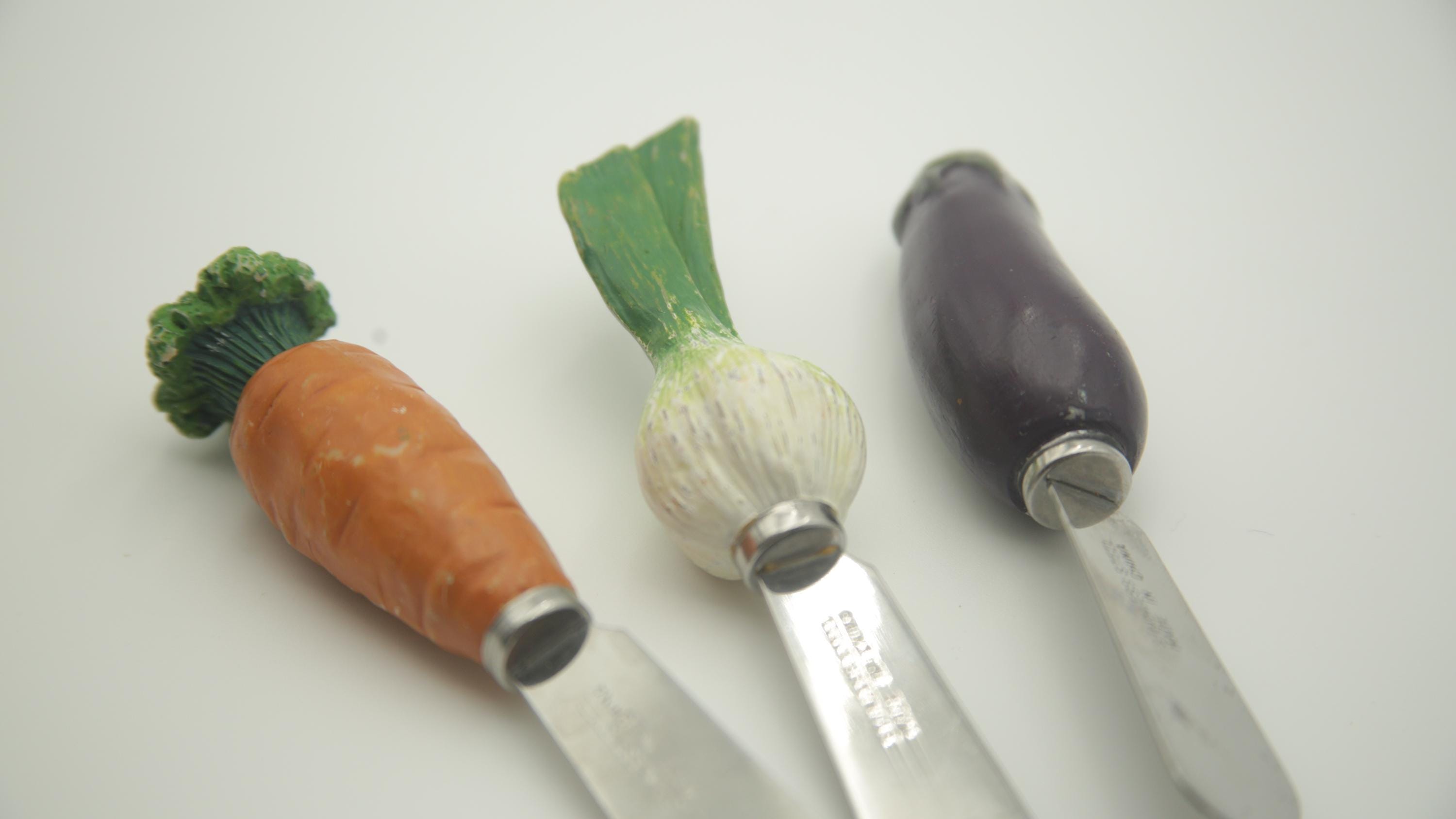 Vintage Vegetables Cheese Knives I Carrot Garlic Eggplant I Cottagecore ...