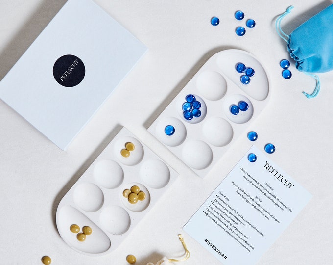 Mancala Board Game Set W/ Multiple Bead Color Options (blue, Black and ...