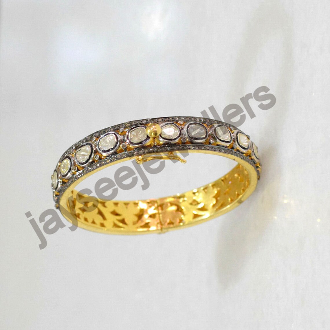 Polki Bangle Polki Diamond Bracelet 925 Sterling Silver Polki - Etsy