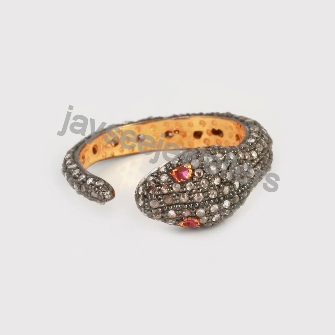 925 Silver Designer Diamond Ring Snack Diamond Ring Ruby Gems - Etsy