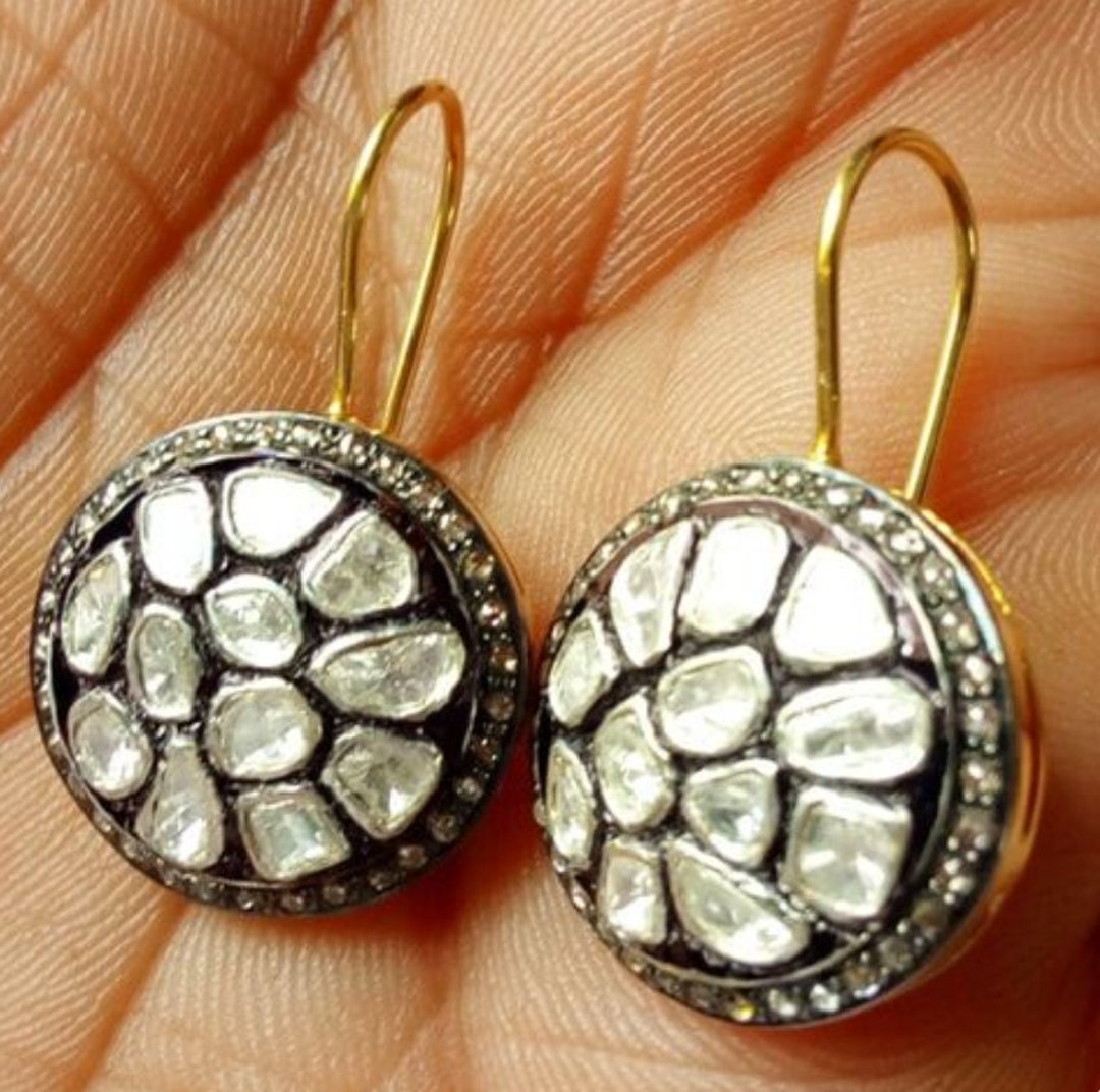 Natural Polki Diamond & Pave Diamond 925 Sterling Silver White ...