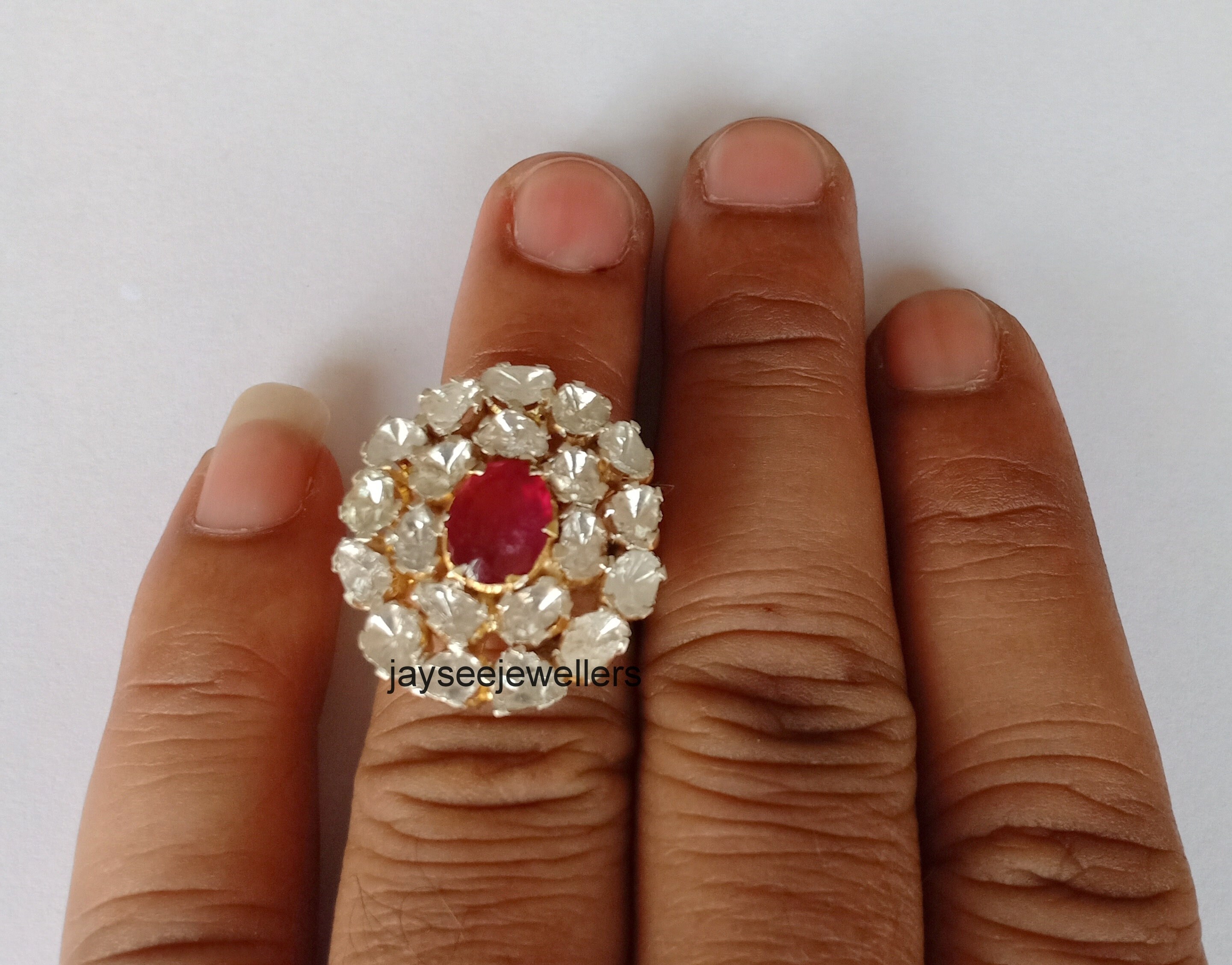 Ruby Polki Diamond Ring Polki Diamond Ring Ruby Diamond Ring | Etsy