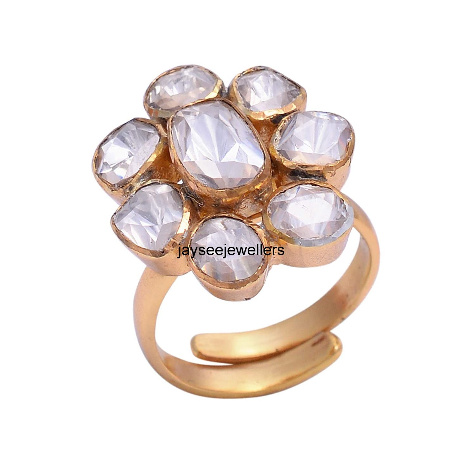 Polki Diamond Ring Polki Diamond Jewelry White Sparkling Polki - Etsy