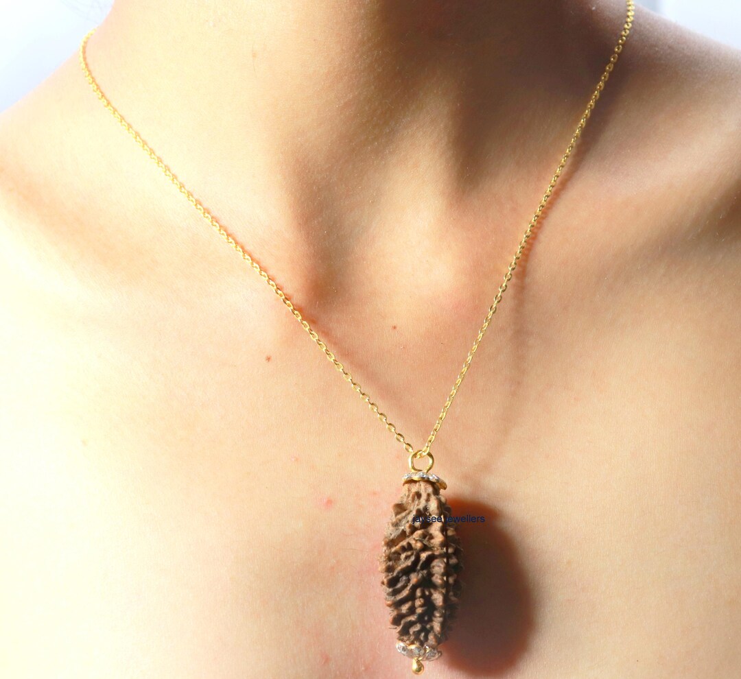 Rudraksha Necklace-five Faced Rudra Necklace-925 Sterling Silver ...