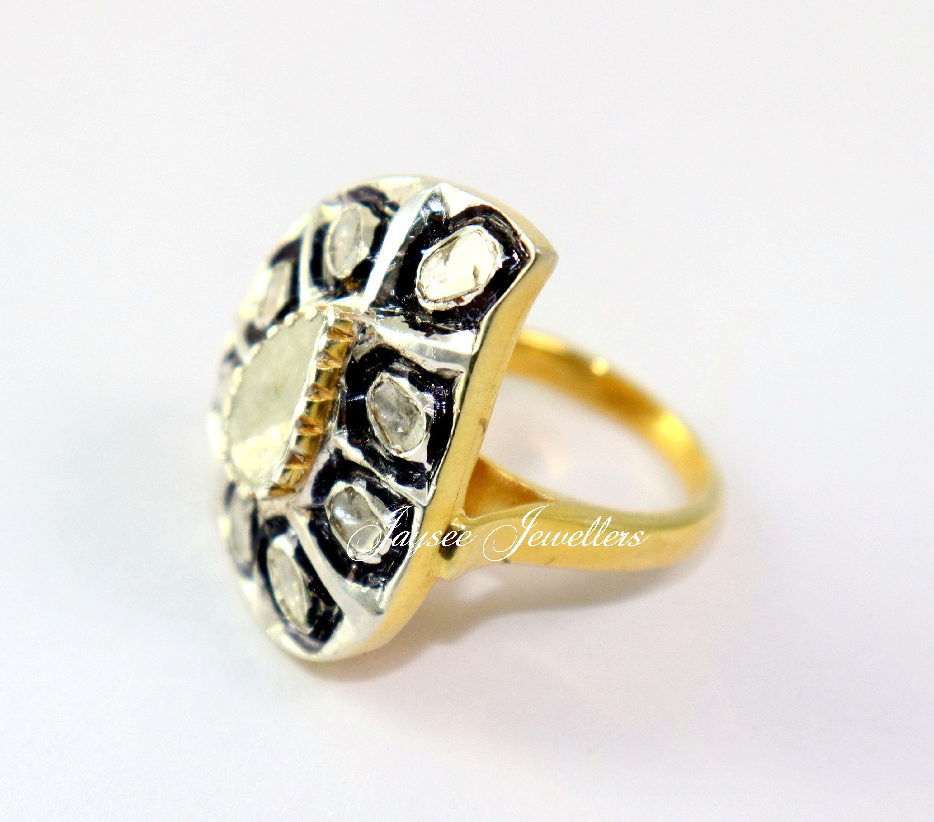 Handmade Victorian Sterling Silver Polki Diamond Ring - Etsy