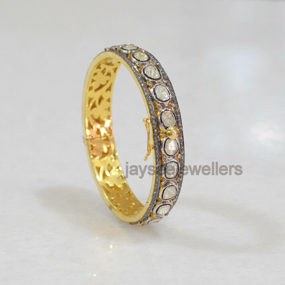 Polki Bangle Polki Diamond Bracelet 925 Sterling Silver Polki - Etsy