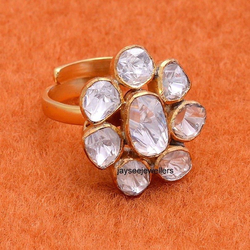 Polki Diamond Ring Polki Diamond Jewelry White Sparkling Polki - Etsy