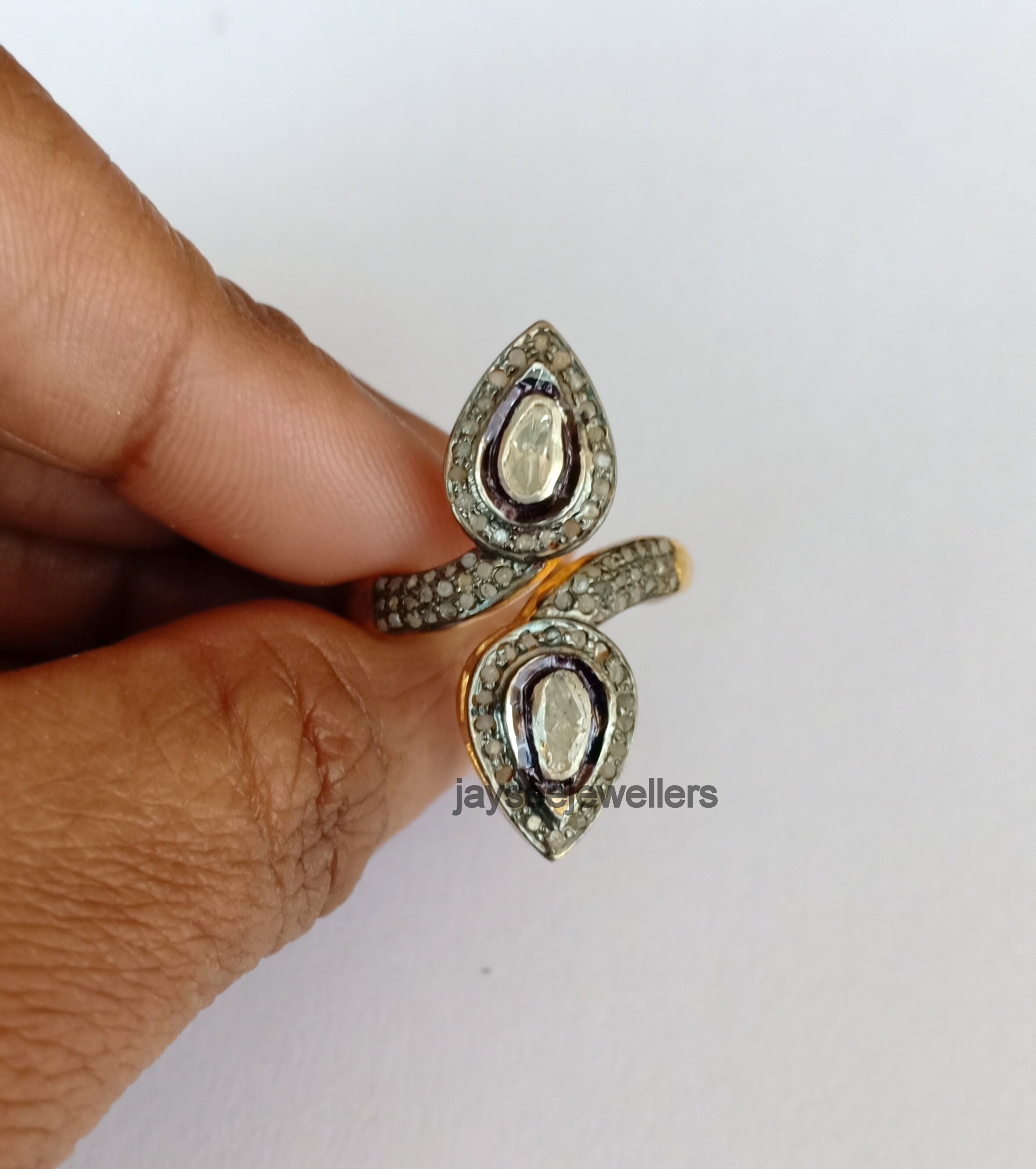 Polki Diamond Ring Polki Ring 925 Sterling Silver Victorian | Etsy