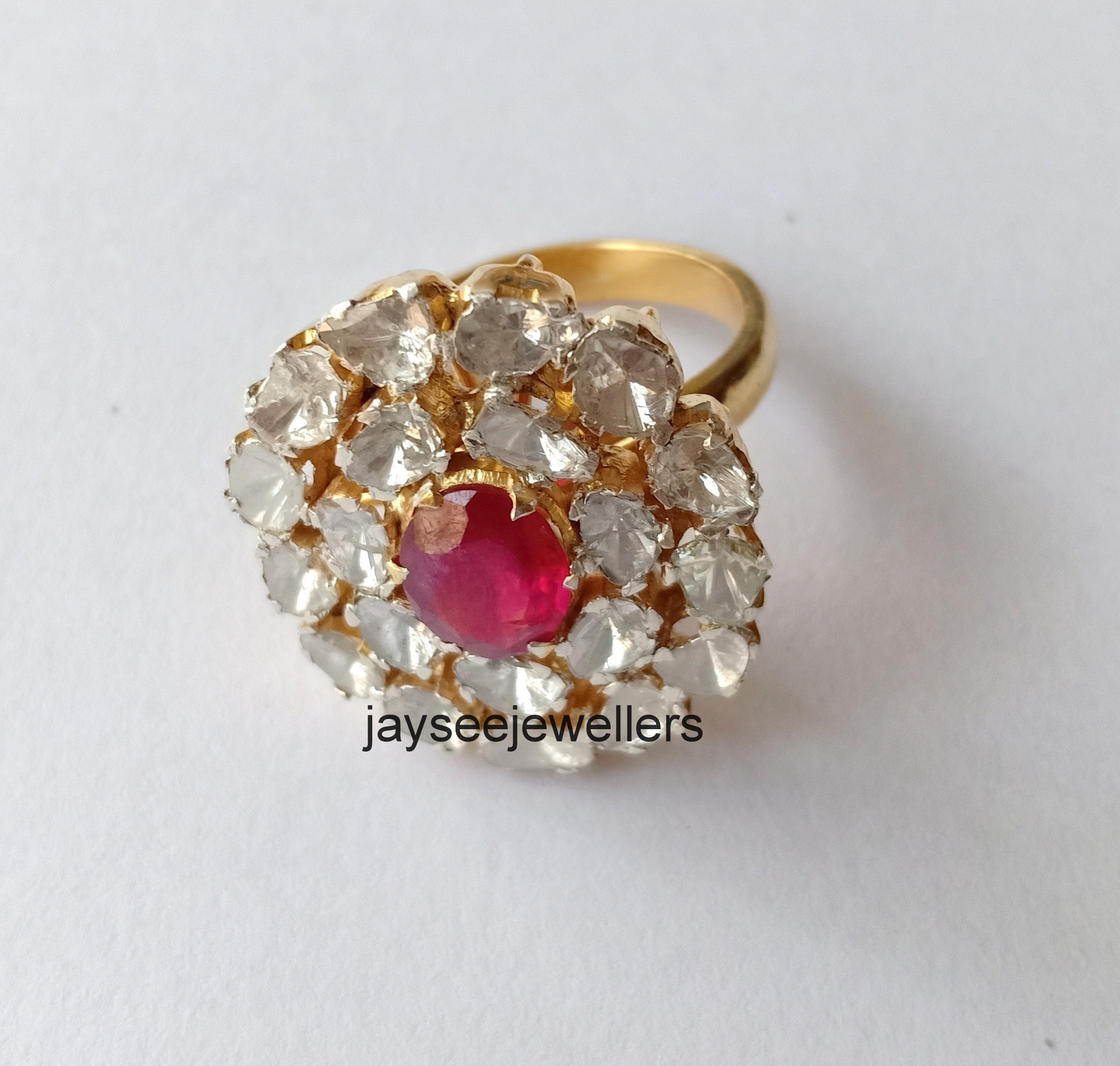 Ruby Polki Diamond Ring Polki Diamond Ring Ruby Diamond Ring | Etsy