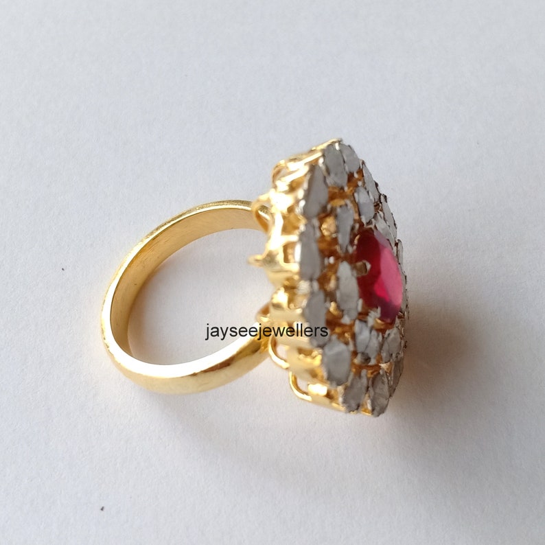 Ruby Polki Diamond Ring Polki Diamond Ring Ruby Diamond Ring | Etsy