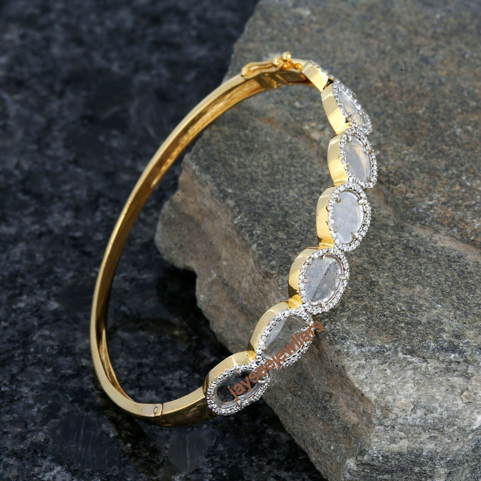 Polki Diamond Bracelet Bangle Polki Diamond River Bracelet - Etsy