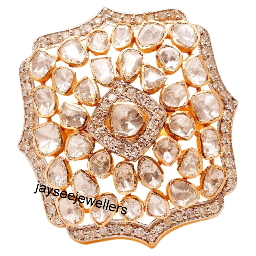 Polki Diamond Ring, Polki Ring, Pave Band Ring Victorian Style, Polki ...