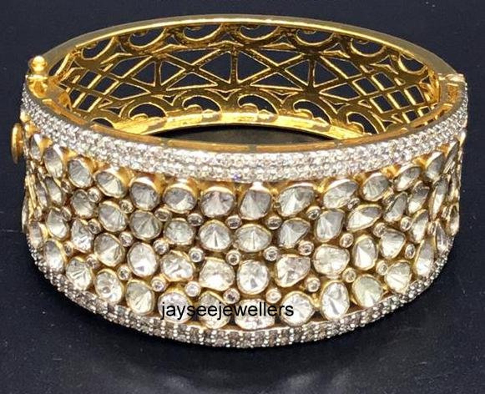 Polki Diamond Bangle Pave Diamond Bangle Victorian Style | Etsy