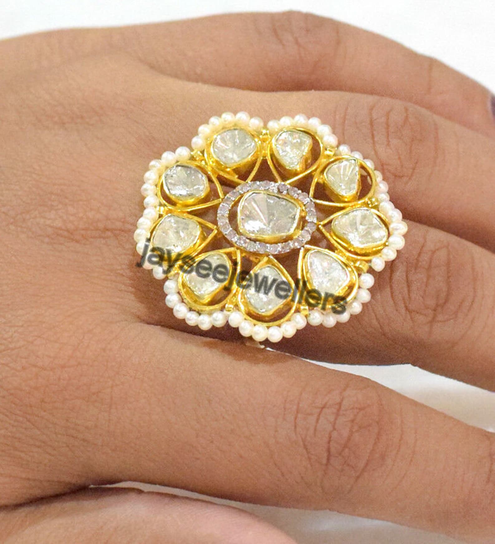 Polki Diamond Ring Rose Cut Polki Diamond Ring Polki Ring 925 | Etsy