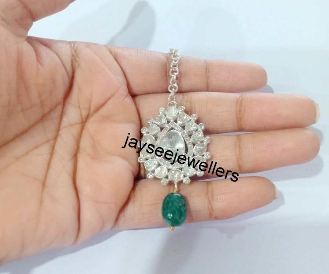 Maang Tikka Polki Diamond Tikka, Tikka Headpiece Traditional Indian ...