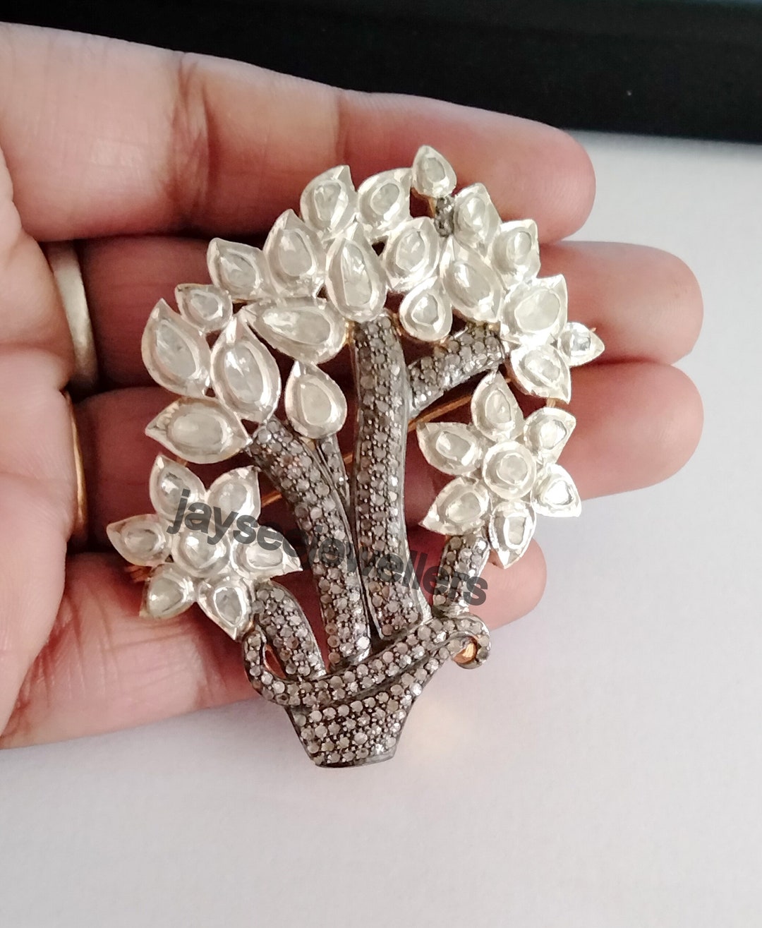 Polki Diamond Pendant Polki Pendants 925 Sterling Silver Polki Broch ...