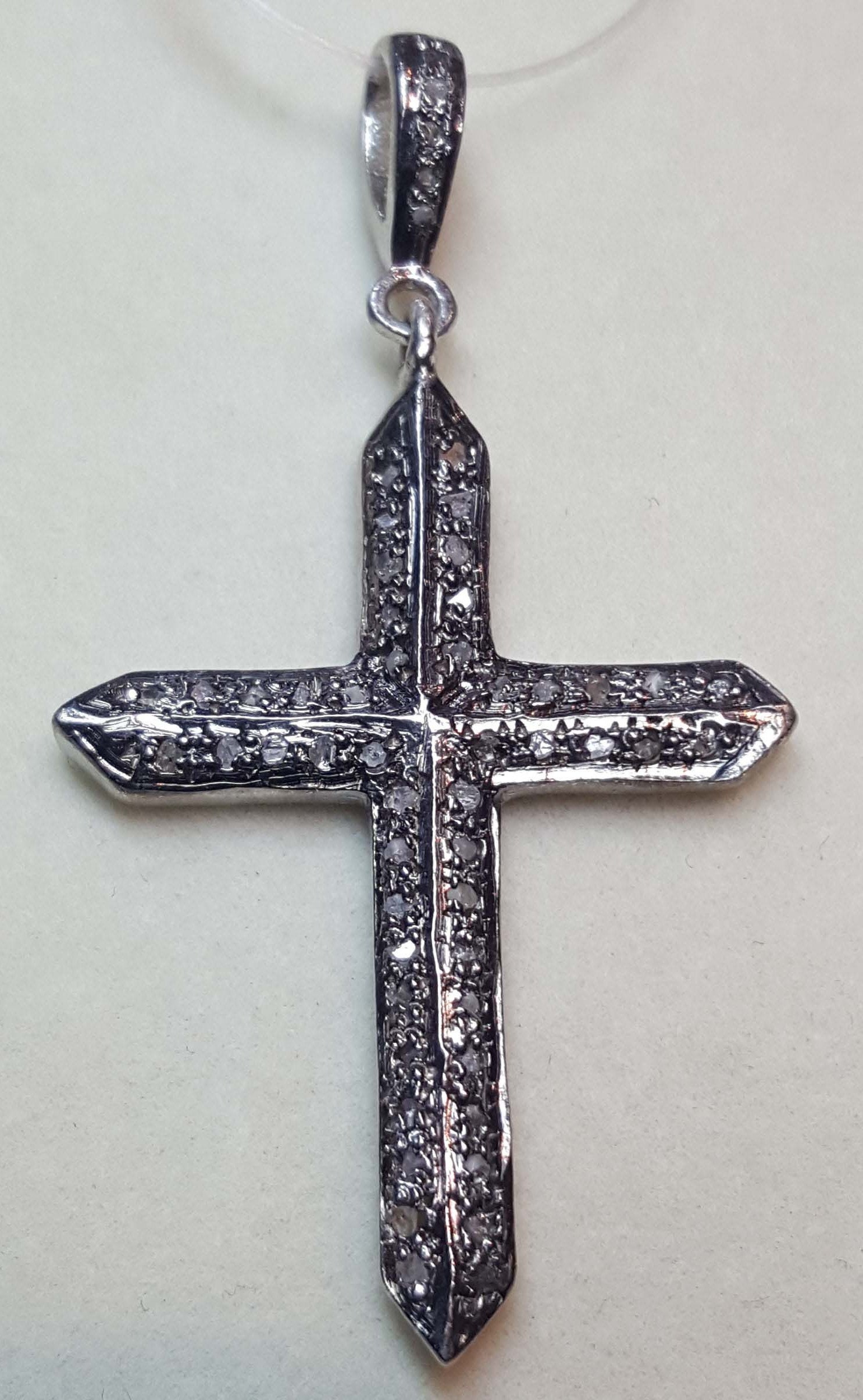 Charms Pendant Natural Pave Diamond Pendant Cross Shape - Etsy