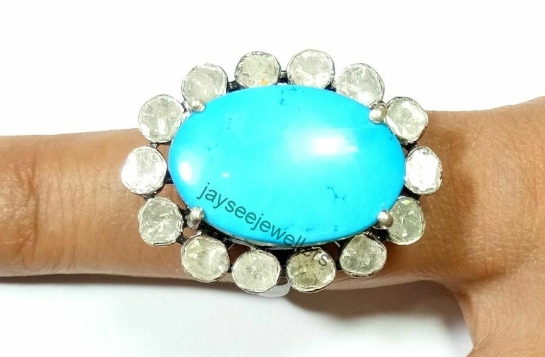 Beautiful Turquoise Gemstone Sterling Silver Ring Handmade - Etsy