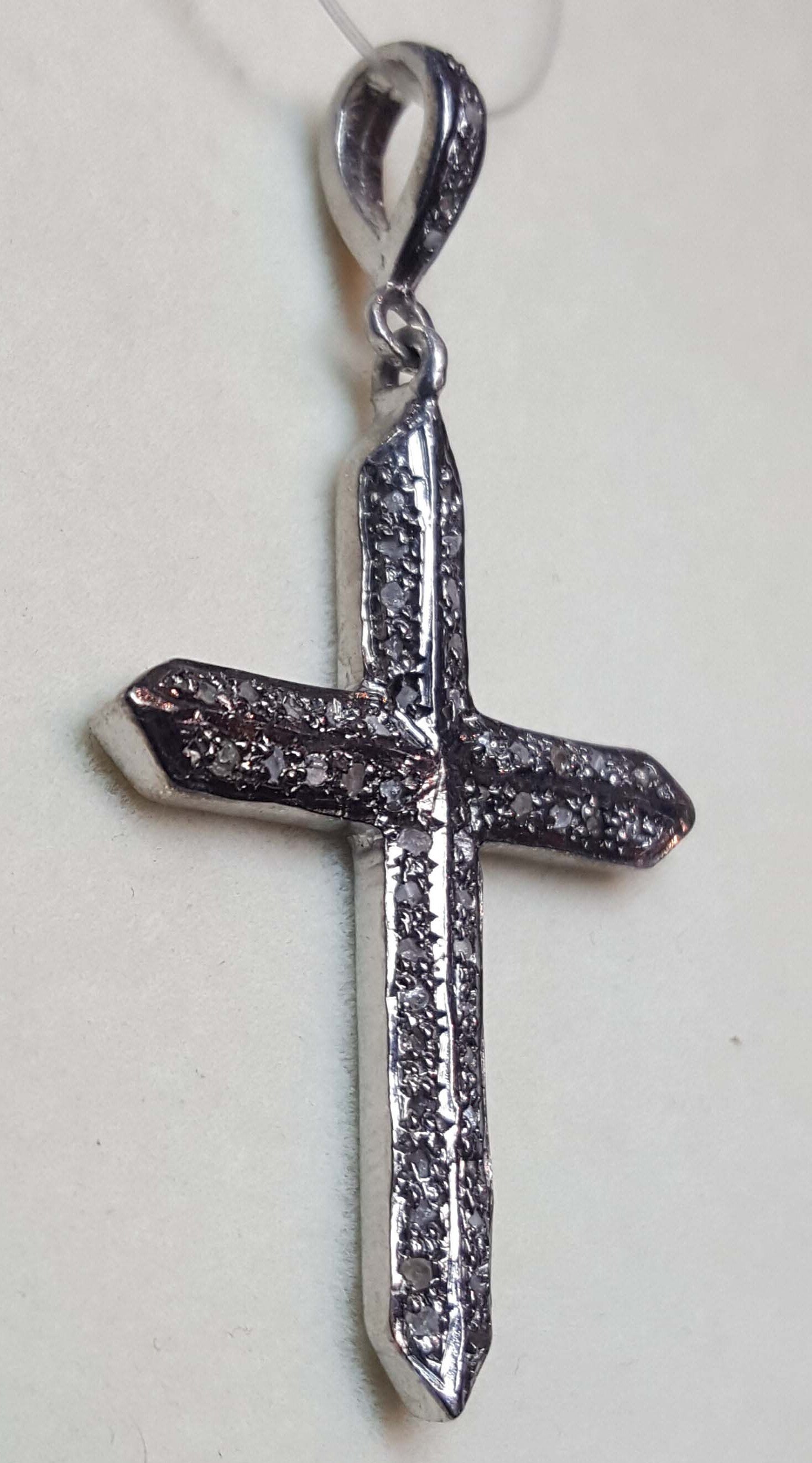 Charms Pendant Natural Pave Diamond Pendant Cross Shape - Etsy