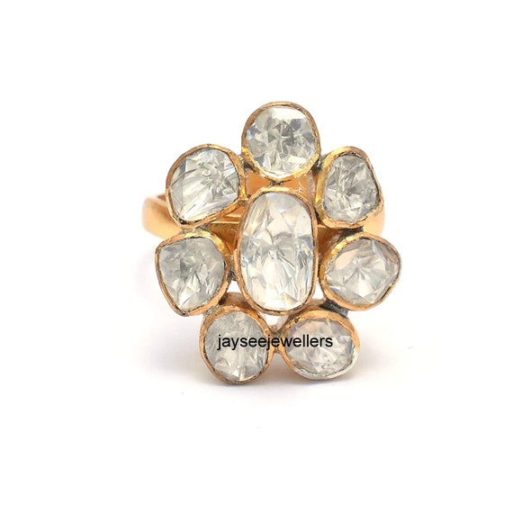 Polki Diamond Ring Polki Diamond Jewelry White Sparkling Polki - Etsy