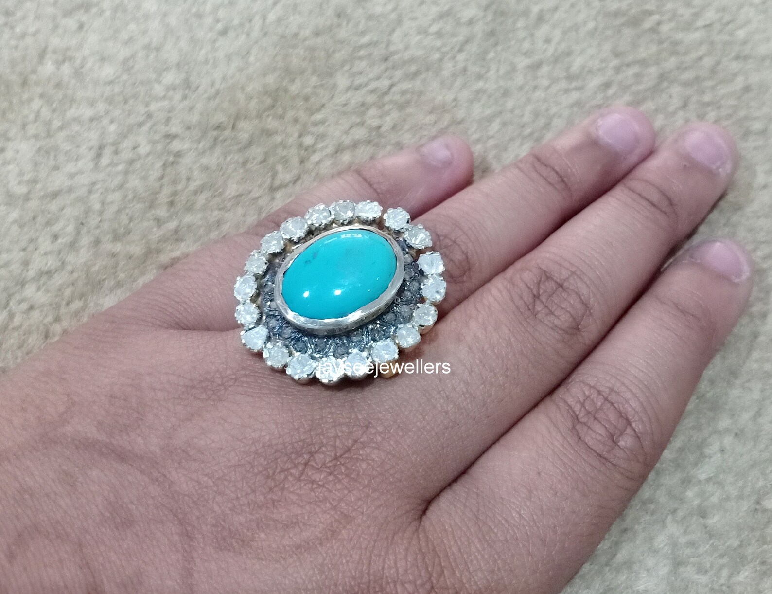 Polki Ring Rose Cut Polki Diamond Ring Turquoise Gems Ring - Etsy