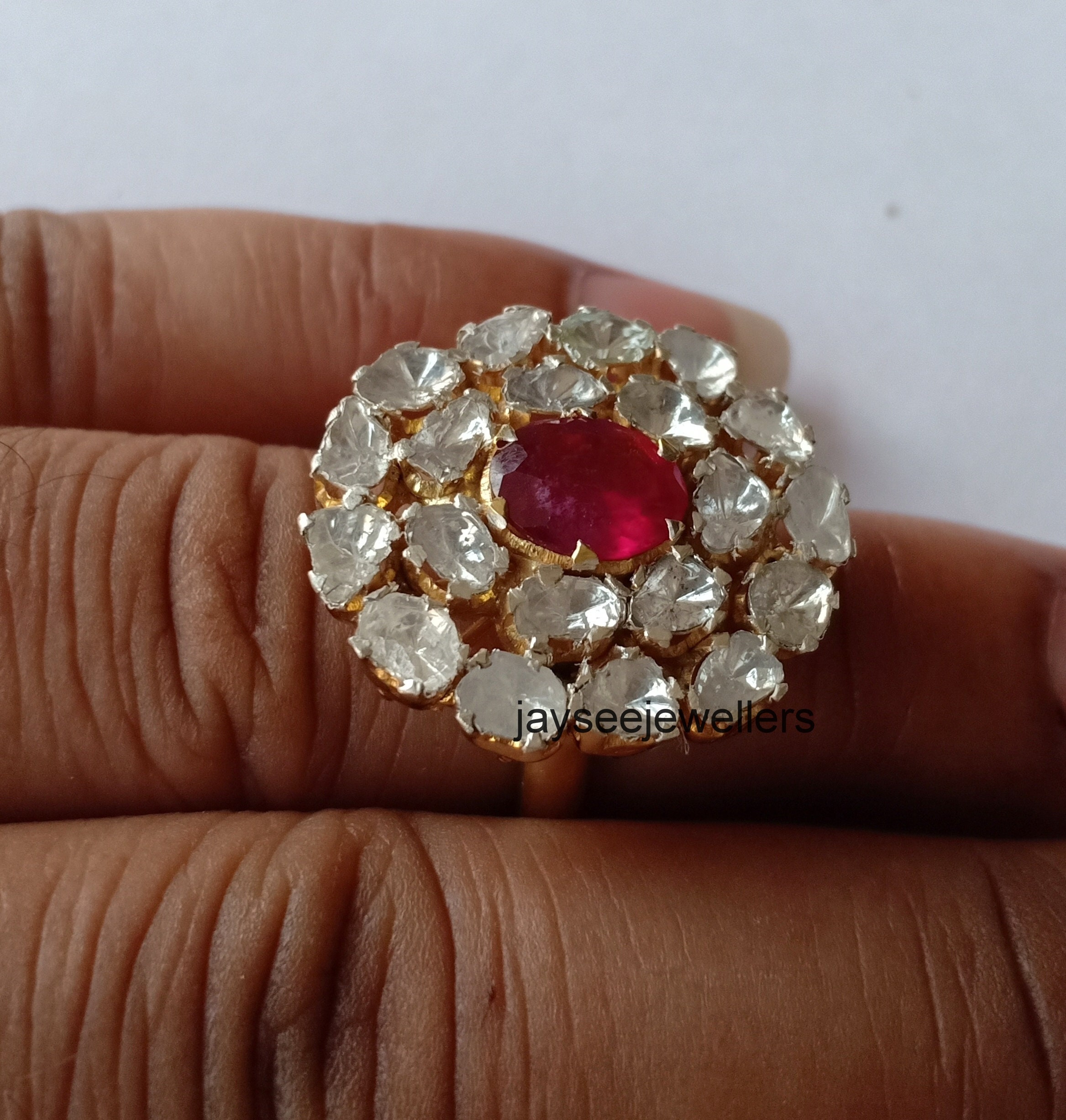 Ruby Polki Diamond Ring Polki Diamond Ring Ruby Diamond Ring | Etsy