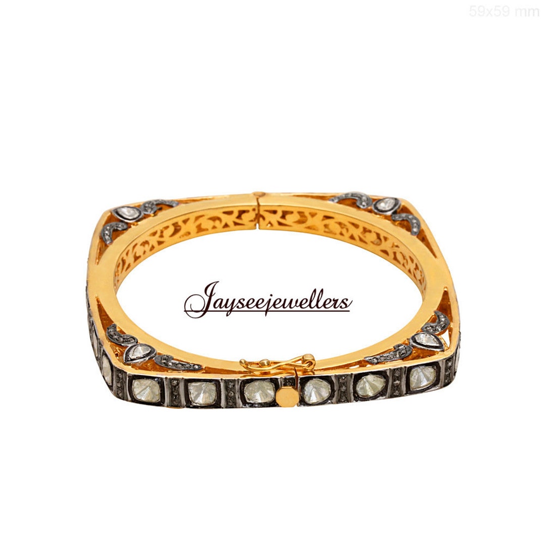 Polki & Diamond Bangle Polki Diamond Bangle Victorian Antique Light ...