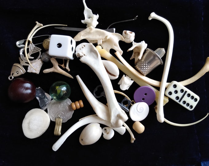 Throwing the Bones Kit Deluxe Set Hoodoo Voodoo 40 W/ Bag Throwing Bones Bone Casting ...