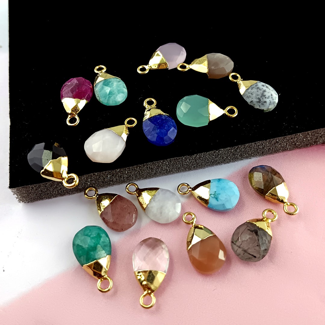 Pear Shape Pendant, Faceted Pear Gemstone, Charms Pendant, Gold ...
