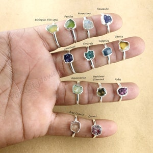 Raw Gemstone Ring, Natural Crystal Silver Ring, 925 Silver Ring ...