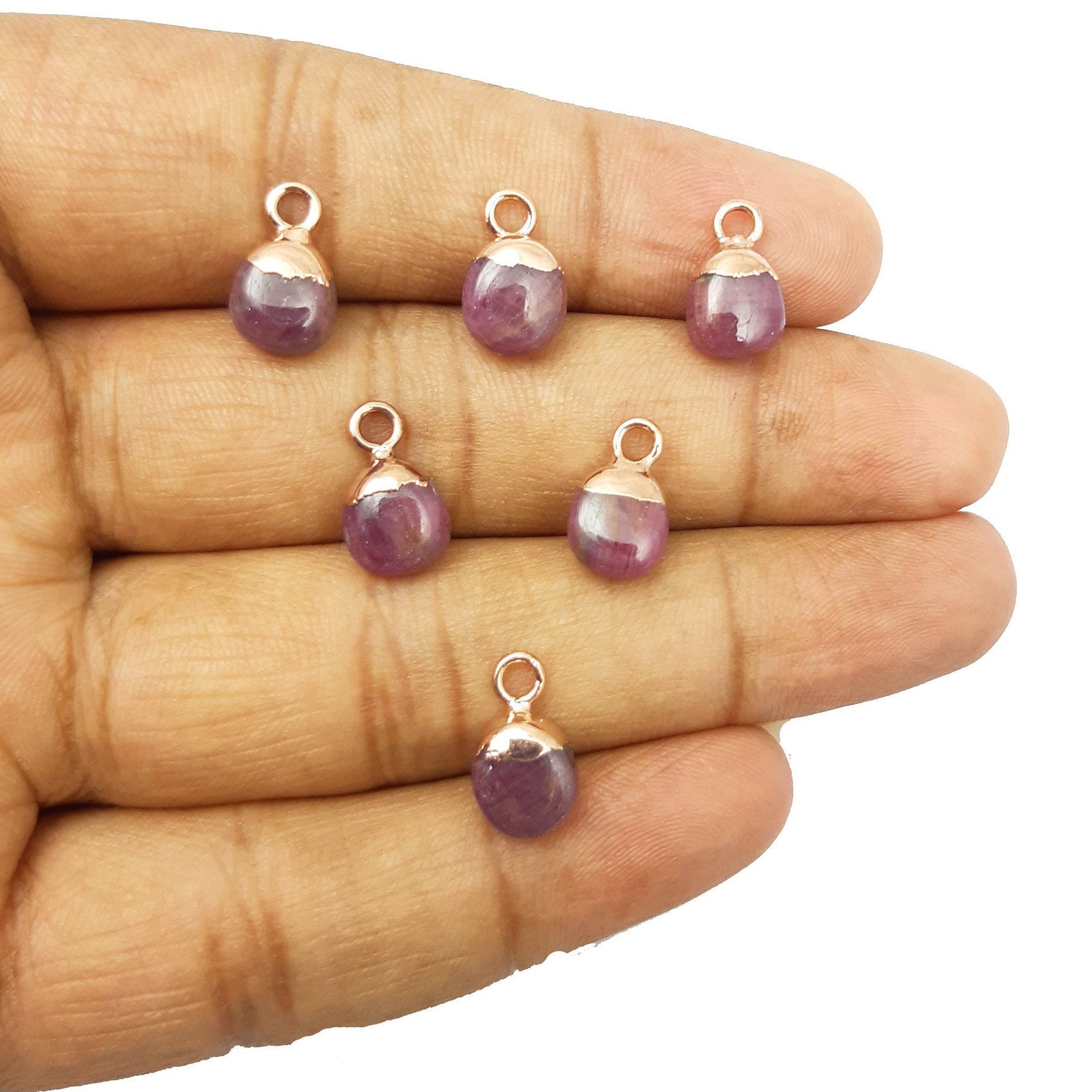 1 Pcs Lot Ruby Gemstone Smooth Tumbled Charm Pendant Rose - Etsy