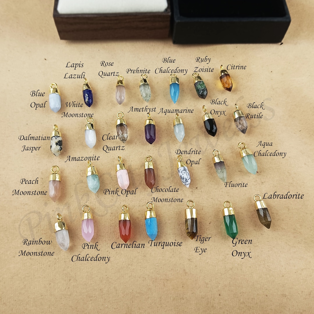 Tiny Spike Pendant, Gemstone Charms Pendant, Silver/gold Electroplated ...