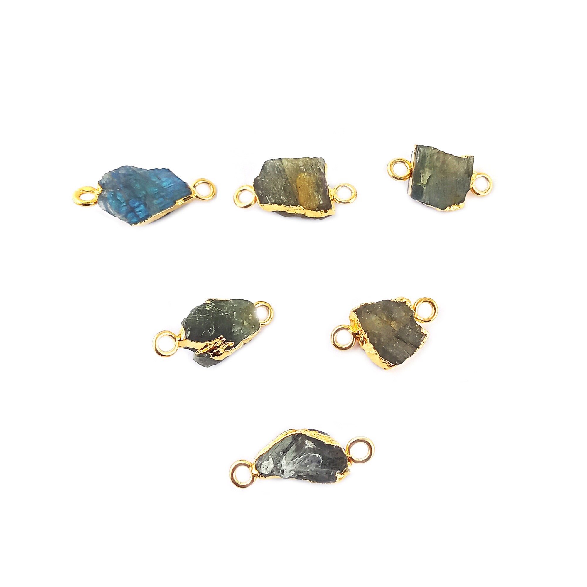 1 Piece Raw Labradorite Gemstone Gold/Silver Electroplated | Etsy