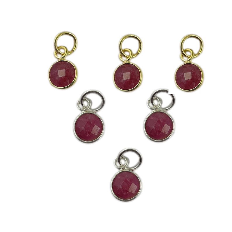 1 Piece Natural Ruby Gold/silver Plated Bezel Pendant, Birthstone ...