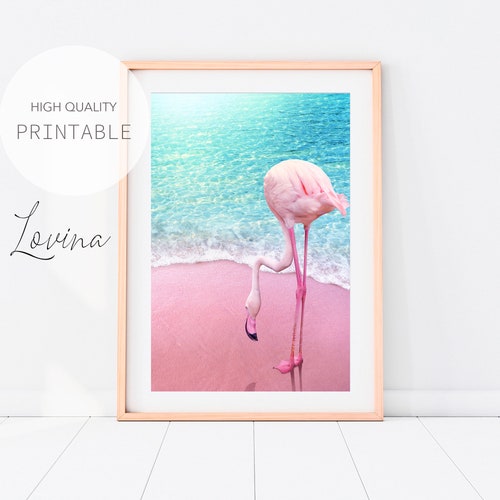Pink Flamingo Print Tropical Blush Pink Flamingo Wall Art - Etsy