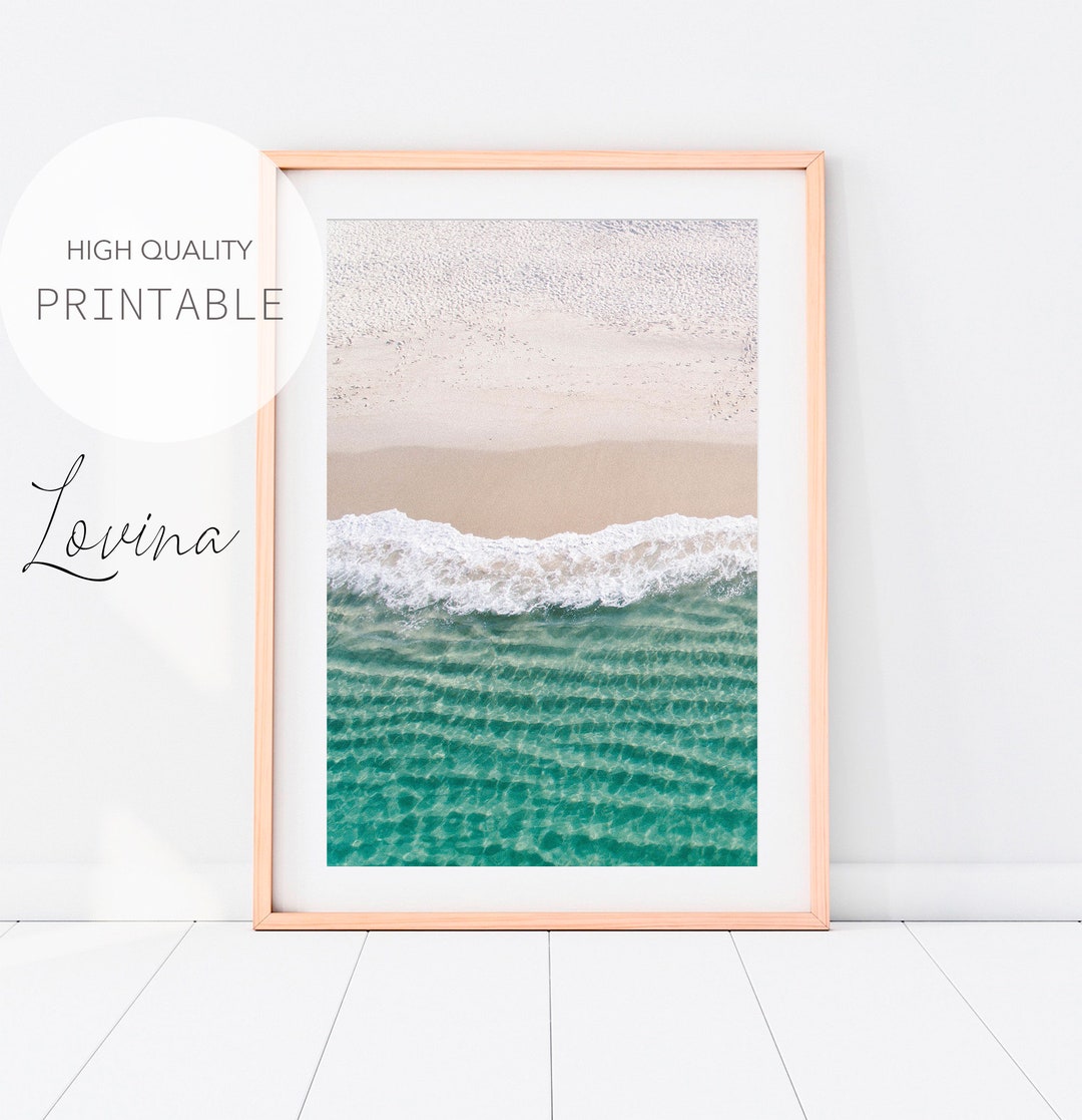 Buy Aerial Beach Photo, Blue Ocean Print, Ocean Water Wall Art, Blue ...
