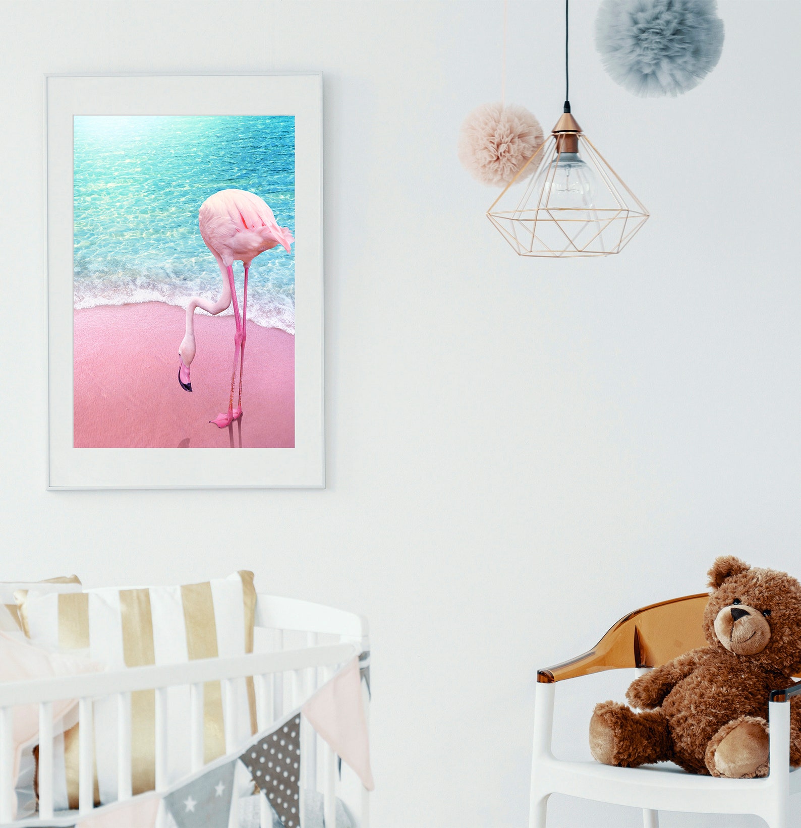 Pink Flamingo Print Beach Wall Art Tropical Poster Flamingo | Etsy